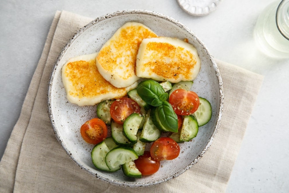 Halloumi Cheese With Cucumber Salad Recipe